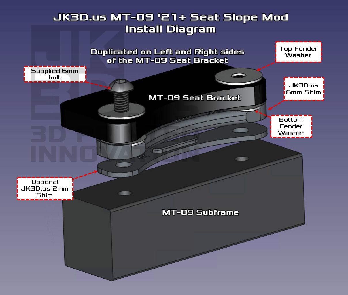 Yamaha MT-09 2021+ Seat Slope Mod – JK3D.us